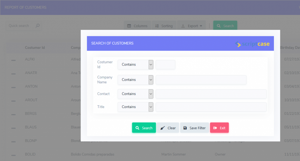 Tutorial Tutorial Grid With Modal Filter Tutoriais Scriptcase
